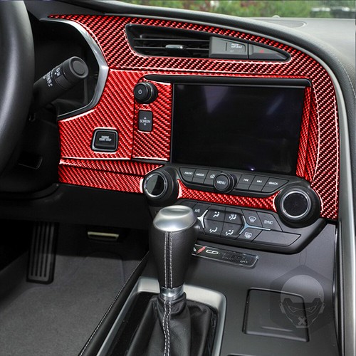 16Pcs For Chevrolet Corvette C7 Red Carbon Fiber Dashboard Panel Trim ...
