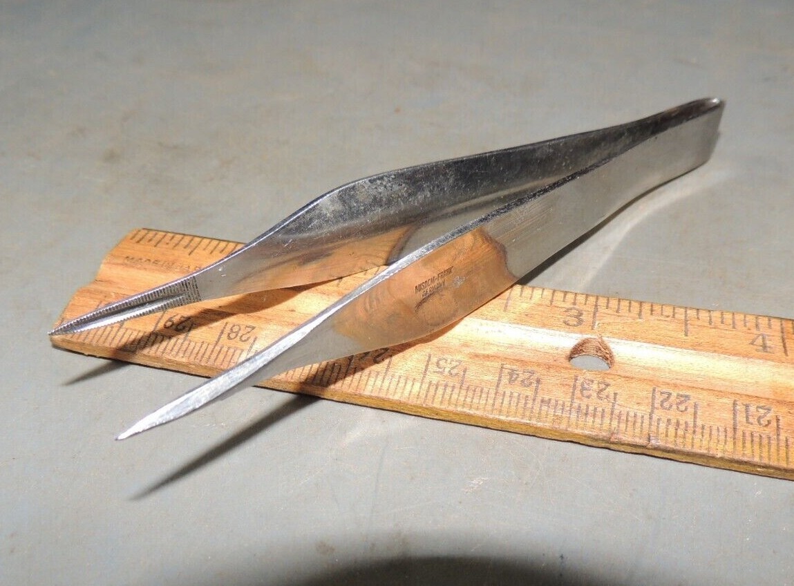 4-1/2" Misdom-Frank Tweezer STAINLESS STEEL Germany POINTED NEEDLE-NOSE ...