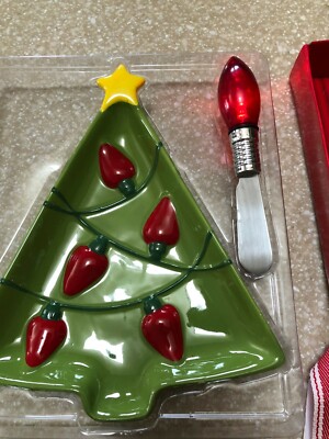Hallmark Ceramic Christmas Tree Serving Dish with Lighted Spreader NEW ...