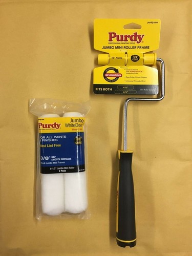Purdy Jumbo Mini Roller Frame Plus 2 x 6.5" White Dove Paint Rollers | eBay