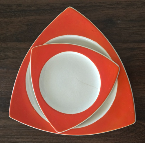 9" & 6" Plates Tricorne by Salem 1930s Mandarin Orange Streamline USA ...