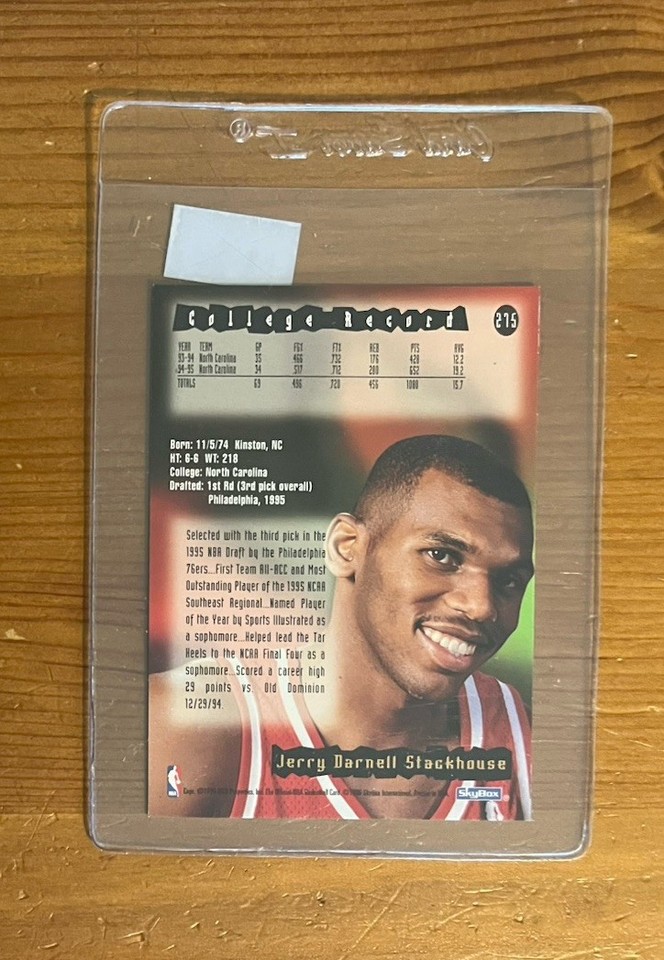 76ERS JERRY STACKHOUSE 1995-96 NBA HOOPS #275 ROOKIE CARD RC | eBay UK
