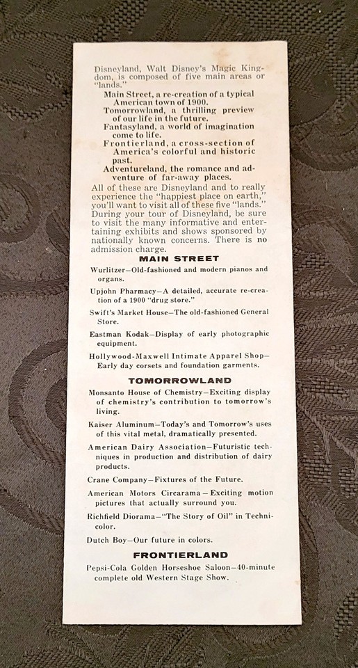 1956 Welcome To Disneyland Gate Flyer/Guide/Brochure and Map, with Tinkerbell | eBay