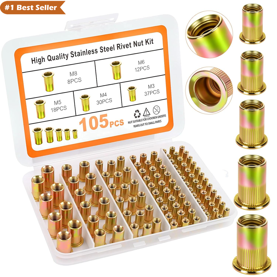 Metric Rivet Nut Assortment Kit, 105 Pcs Stainless Steel Threaded Inserts | eBay