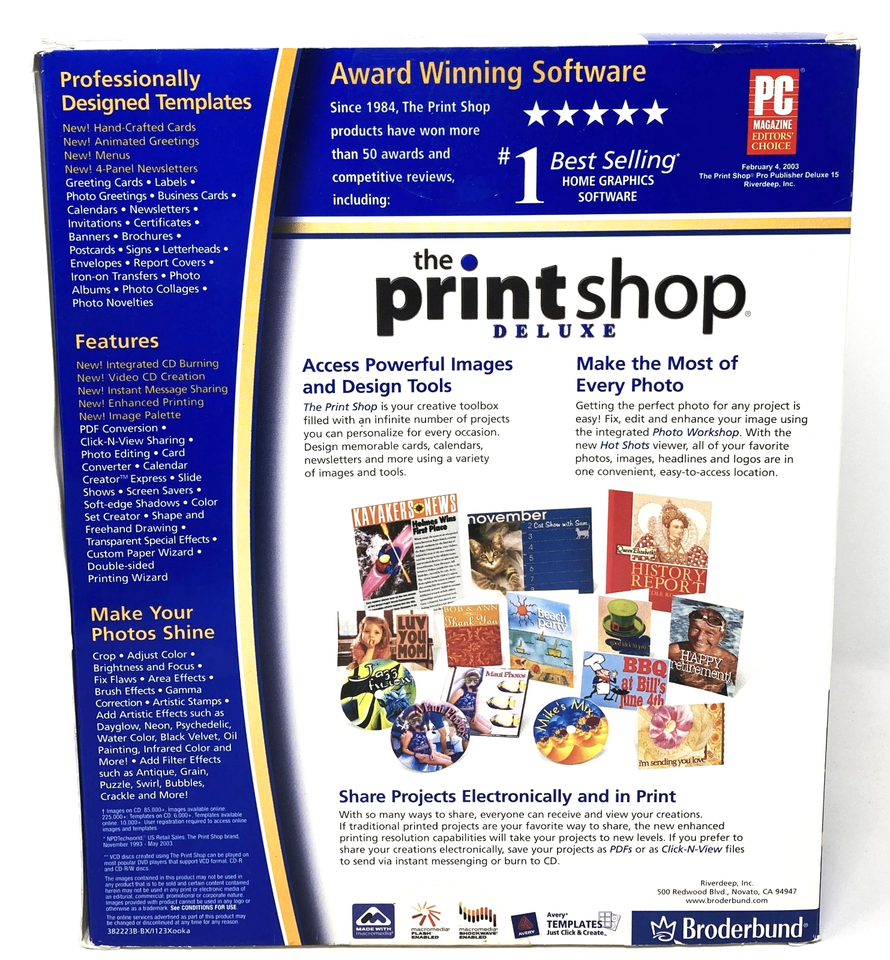 Vintage Broderbund The Print Shop Deluxe Version 20 PC Software Clip ...