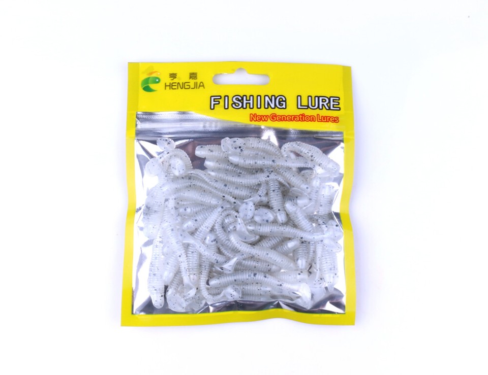 50pcs/pack Small Soft Plastic Grubs Bait Fish Lure Worm Swimbait Paddle ...