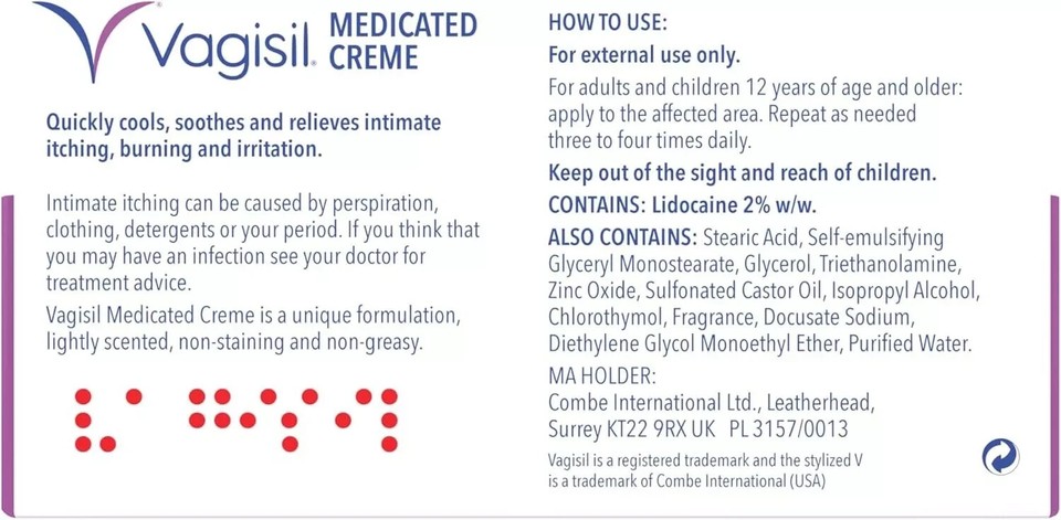 Vagisil Medicated Cream Fast Relief From Feminine Itching - 30g ...