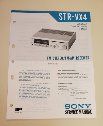 Sony STR-VX4 Stereo Receiver Service Manual with Schematic Original ...