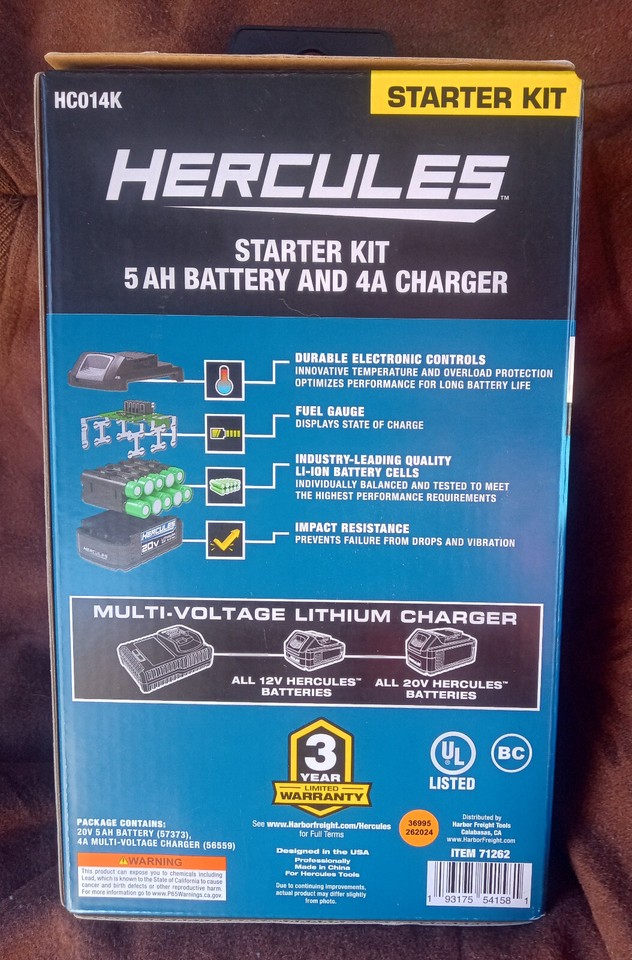 Hercules 20V Li-Ion 5.0Ah Battery & 4.0A Charger Starter Kit HC014K | eBay