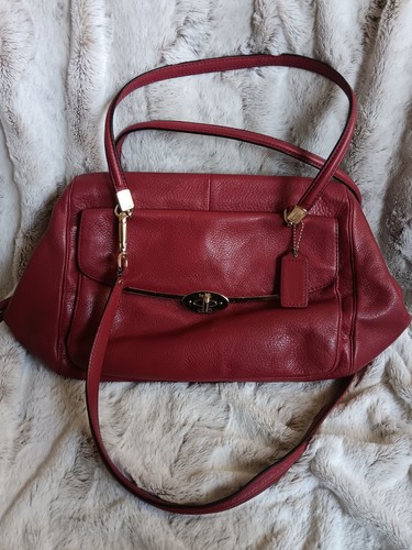 COACH MADISON MADELINE EAST/WEST SATCHEL IN LEATHER 25166 SCARLET | eBay