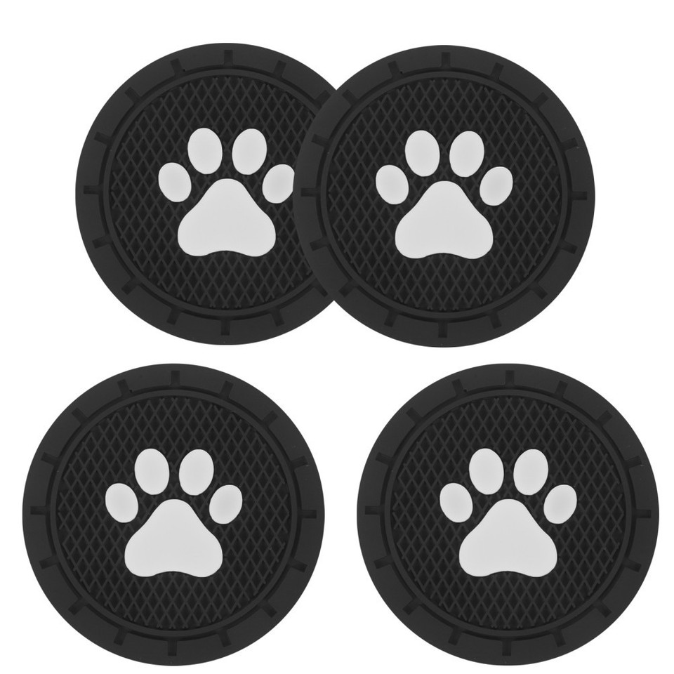 4pcs Car Cup Coaster Paw Pattern Coaster Water Cup Holder Non-skid Cup ...