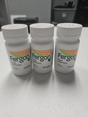 3 Pack Fergon Iron Supplement Tablets with High Potency 100 tablets ...
