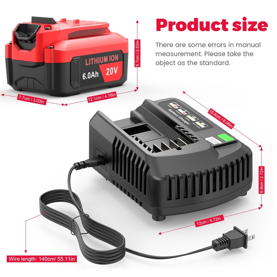 2 Pack CMCB205 20V 6000mAh 120Wh+ Replacement Battery CMCB 104 20V ...