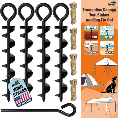 USA Canopy Tent Stakes Dog Tie Out Stakes Corkscrew Shape Steel ...
