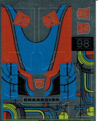 TRANSFORMERS GENERATION 1, G1 AUTOBOT BROADSIDE REPRO LABELS / STICKERS ...