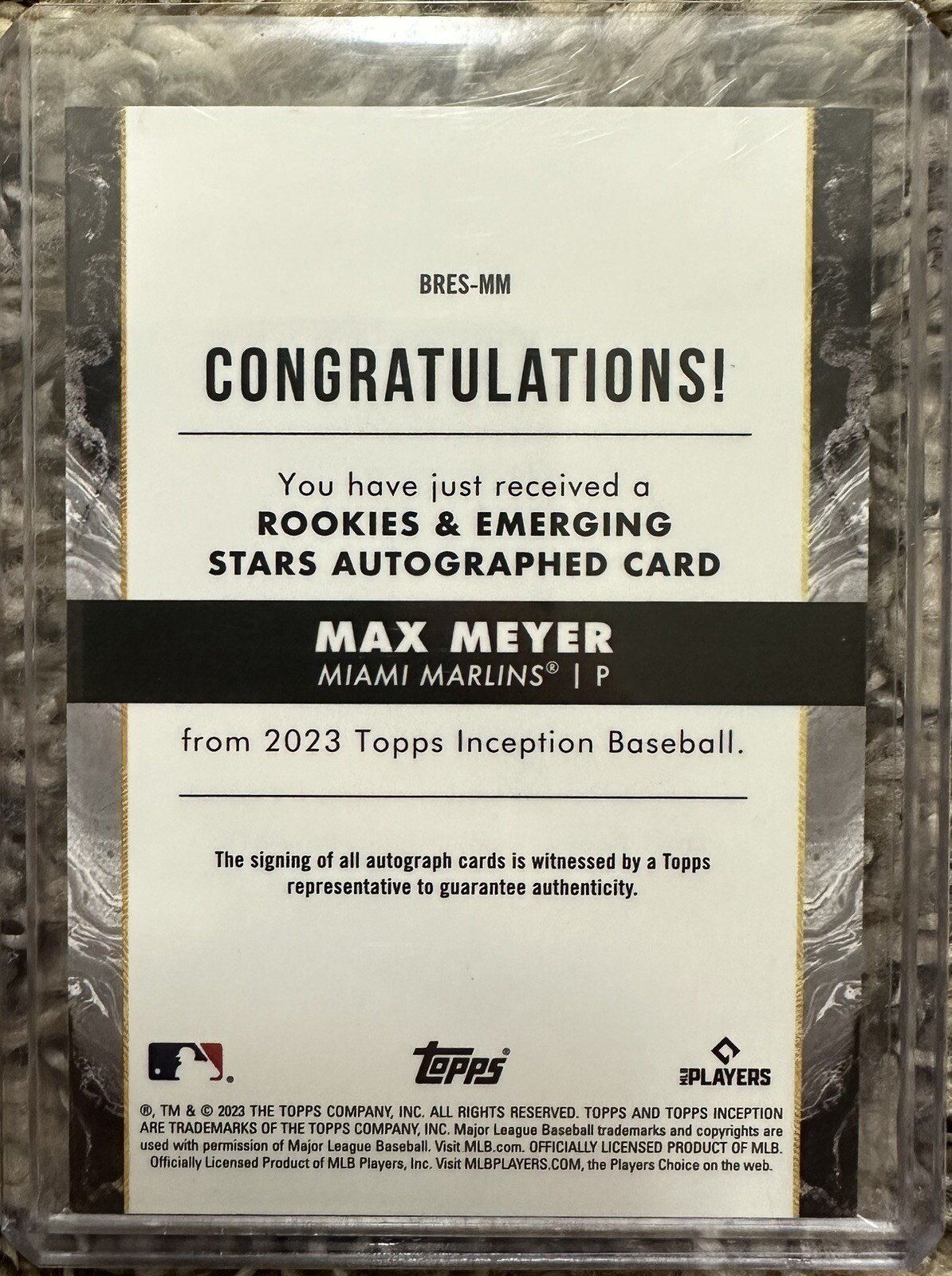 2023 Topps Inception Baseball Max Meyer Rookie Auto #56/99 Marlins | eBay