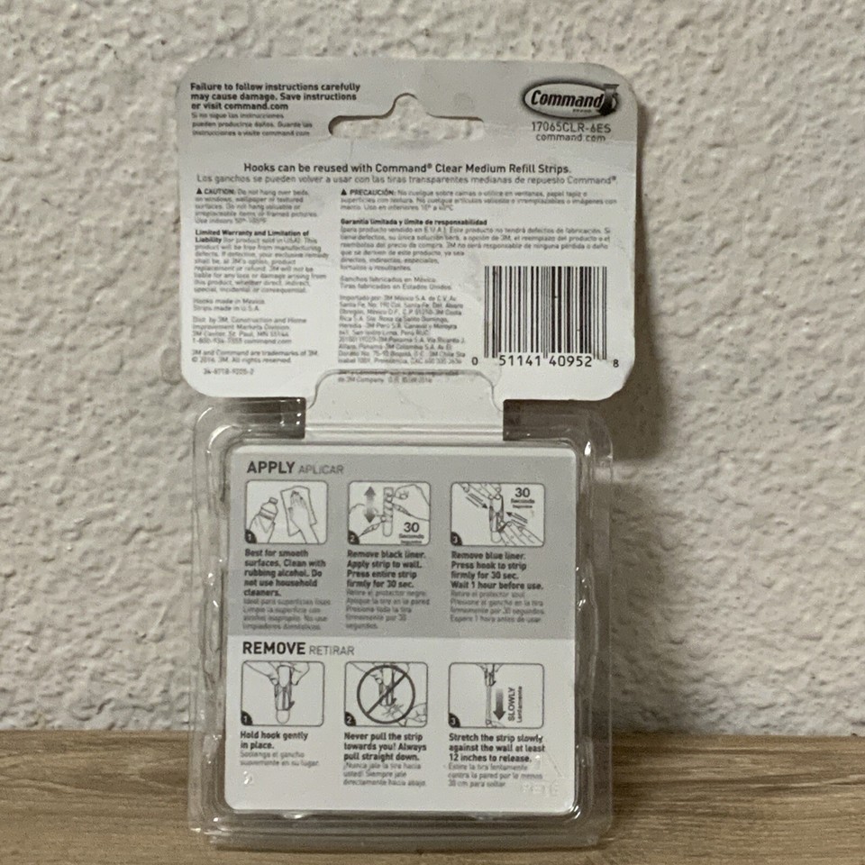 📀 Command Clear Medium Wire Hooks Value Pack- 6 Hooks 8 Strips | eBay