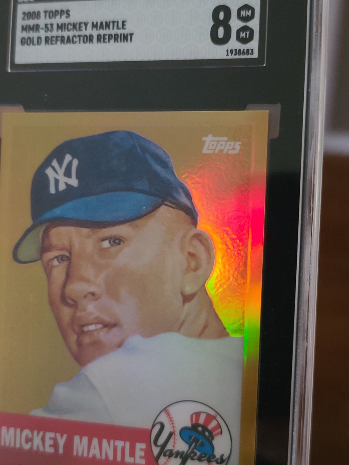 2008 TOPPS MICKEY MANTLE 1953 RP GOLD REFRACTOR, SGC-8 RARE MMR-53, HOF ...