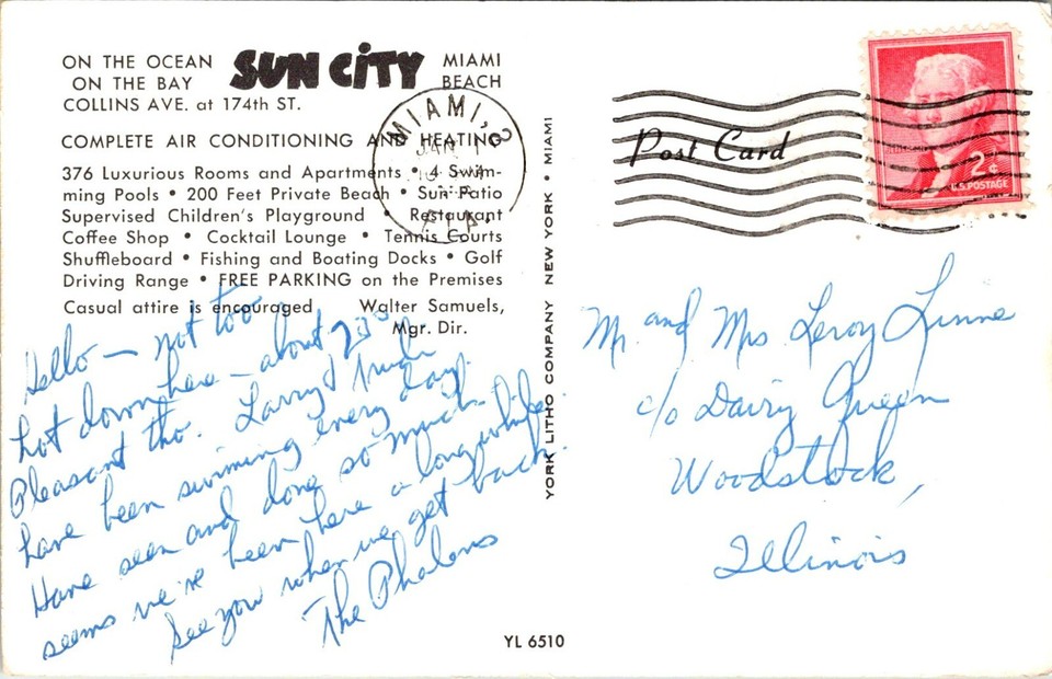 Postcard 1960's Sun City On Ocean Poolside Miami Beach Florida A114 | eBay