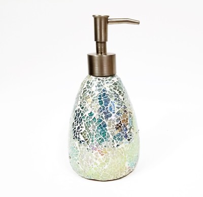 GREEN BLUE GLASS MOSAIC PEAR SHAPED BATHROOM SOAP+LOTION DISPENSER ...