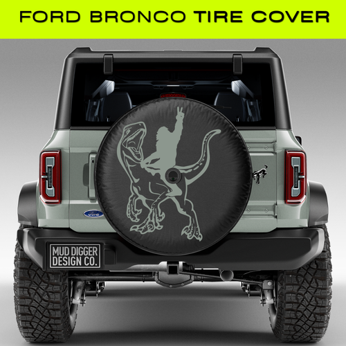 35" FORD BRONCO Spare Tire Cover with BACKUP CAMERA - Cactus Grey ...