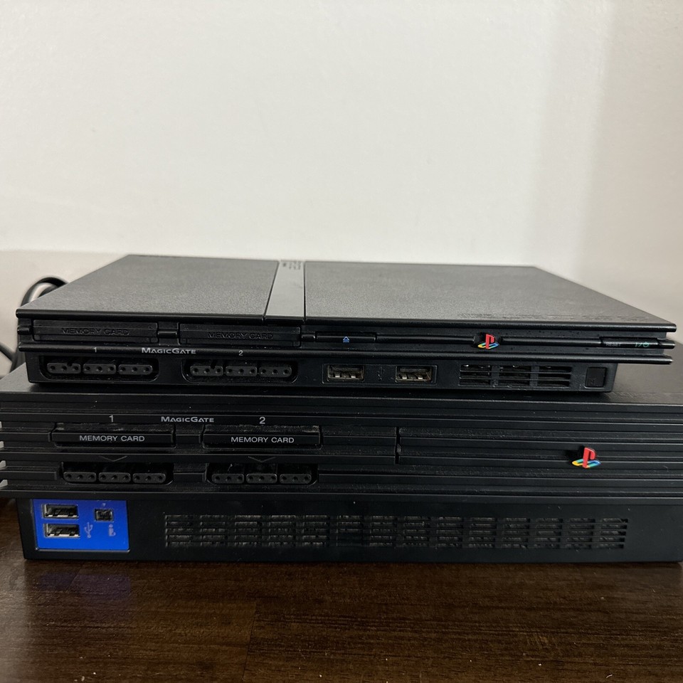 2 Sony PlayStation 2 PS2 Fat & Slim Console Only PARTS OR REPAIR ONLY ...