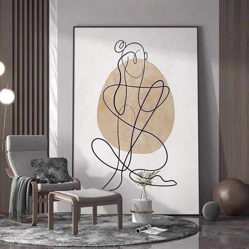 Oil Painting Contemporary Hand Painted Abstract Line Oil Painting ...