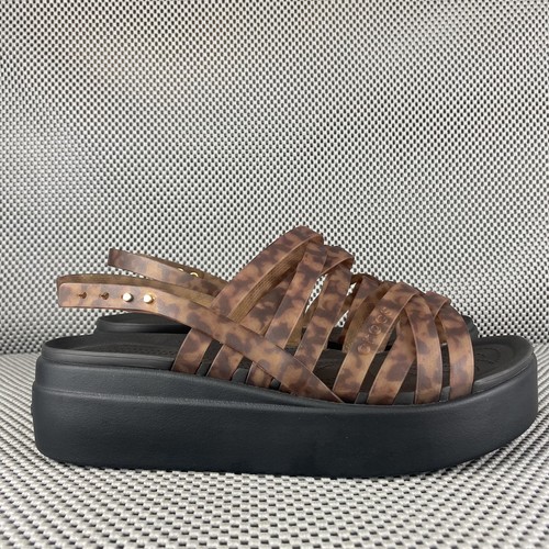 Crocs Brooklyn Literide Tortoise Strappy Sandals Womens 11 Black Animal ...