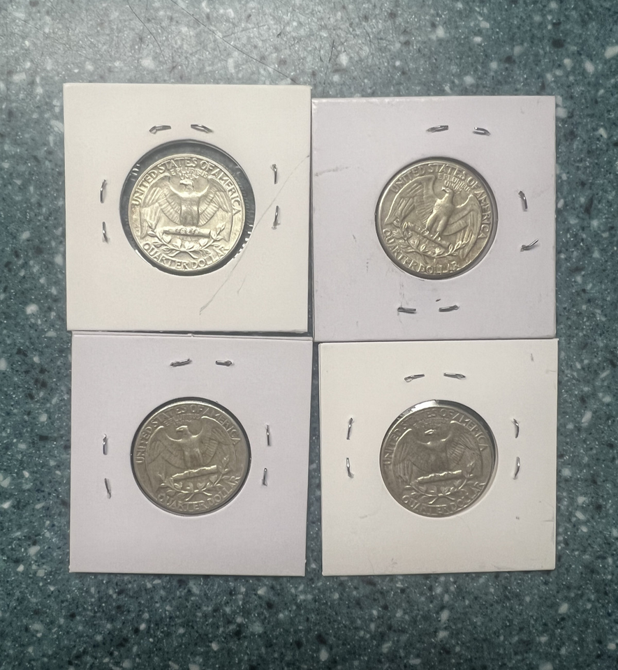 Lot Of 4 Washington Quarters Silver Coins $ 1.00 US Very Nice Coins ...