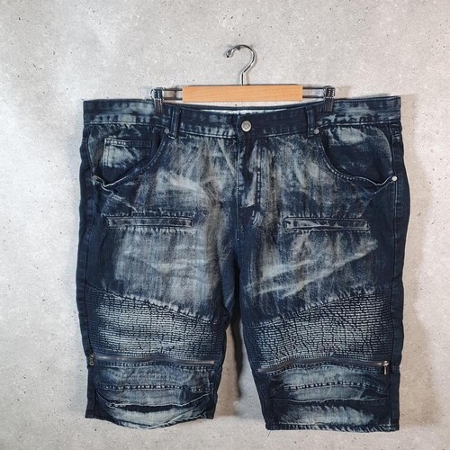 Vintage Encrypted Distressed Y2K Denim Shorts Mens W48 Blue | eBay UK