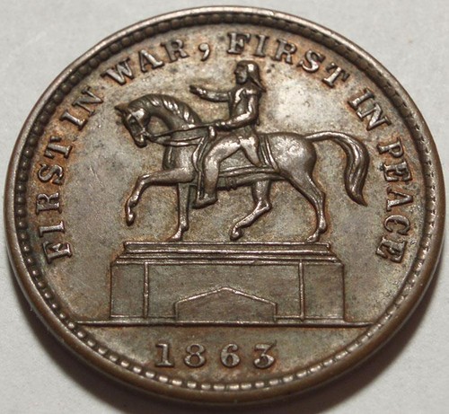 1863 GEORGE WASHINGTON "1st In War, 1st In Peace" NICE ORIGINAL Civil ...