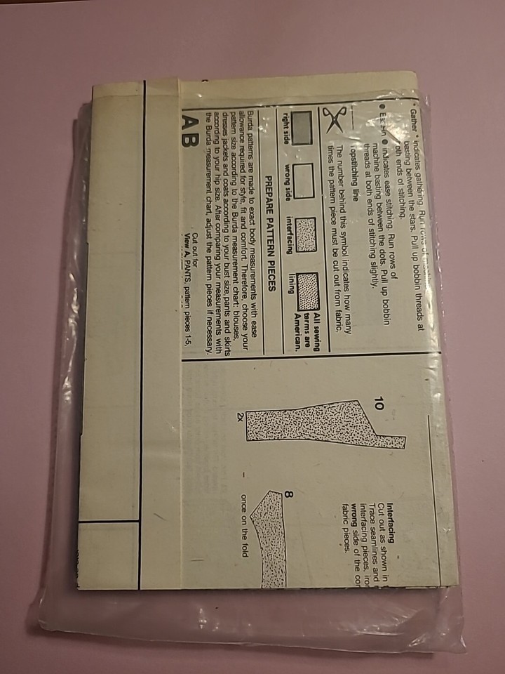 VINTAGE 1980 BURDA PATTERN GERMANY 5408 WOMEN JACKET/PANTS Size 8-18 ...