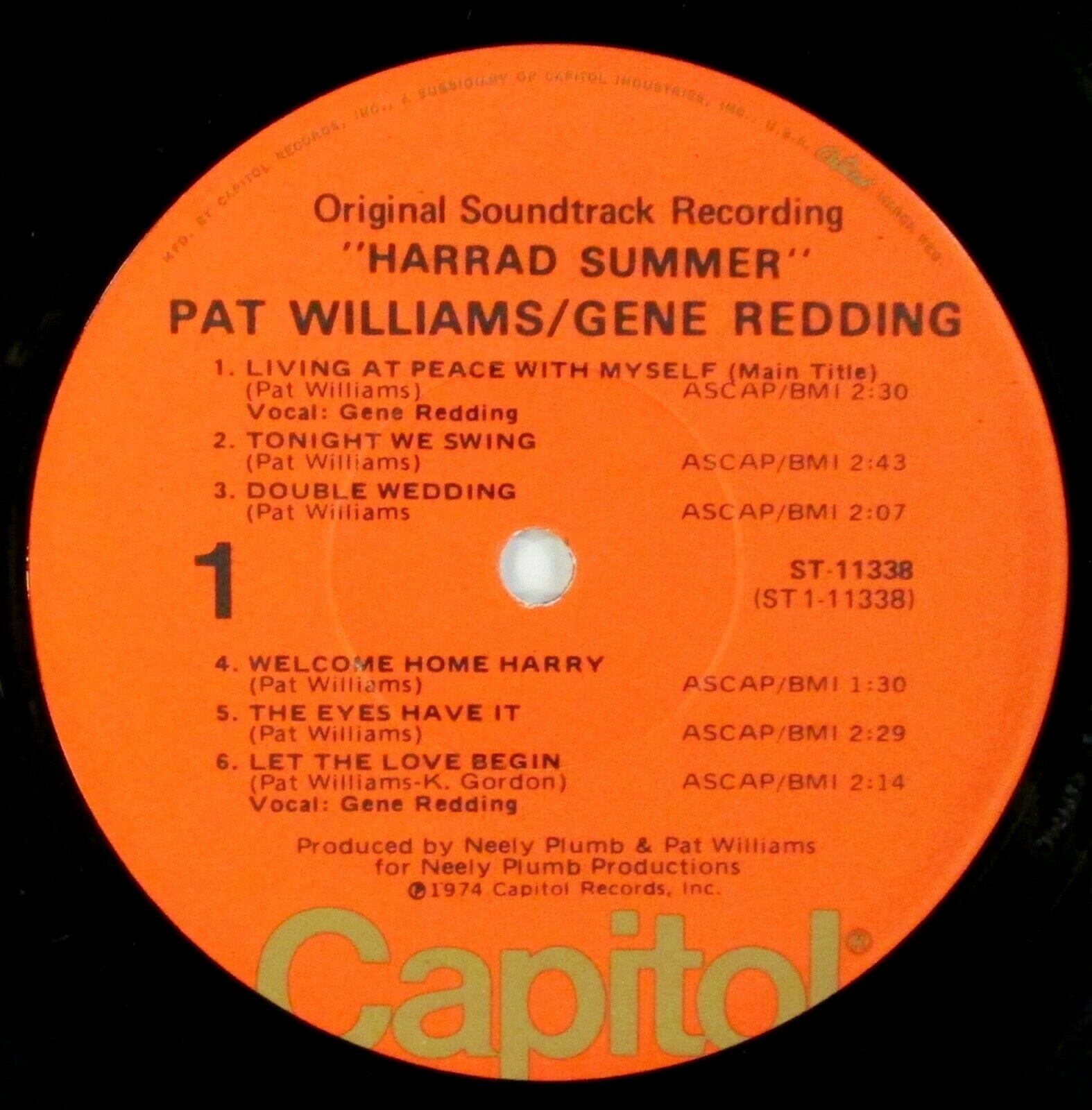 "Harrad Summer" (1974) Movie Soundtrack LP Capitol ST-11338 Pat ...