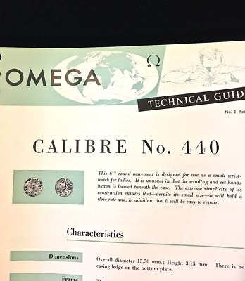 Rare vintage Omega Technical Guide 1955 for Omega automatic watch 440 ...