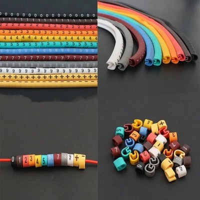 500PCS Cable Marker Wire Label Mark Number Wire 0 to 9 Colored Easy Use ...