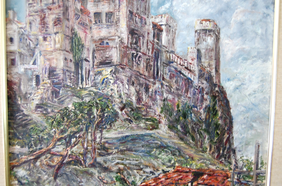 FRAMED SIGNED LG OIL TORRE DE COMARES ALHAMBRA GRANADA, SPAIN ARTIST ...