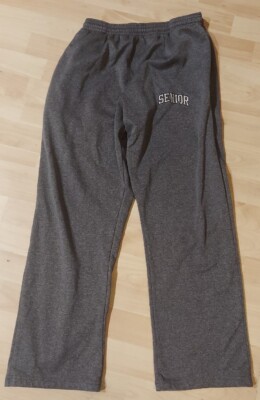 Jostens Mens sz S Pants Solid Gray Senior Logo Elastic Waist Pull On ...