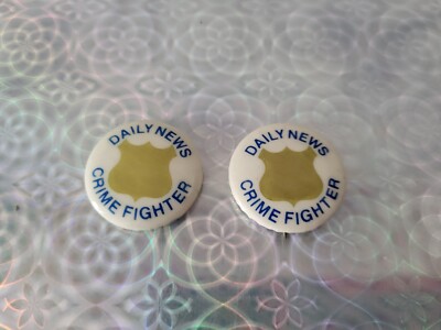 Daily News TWO Crimefighter Pins Buttons Pinbacks (RARE/HTF) | eBay
