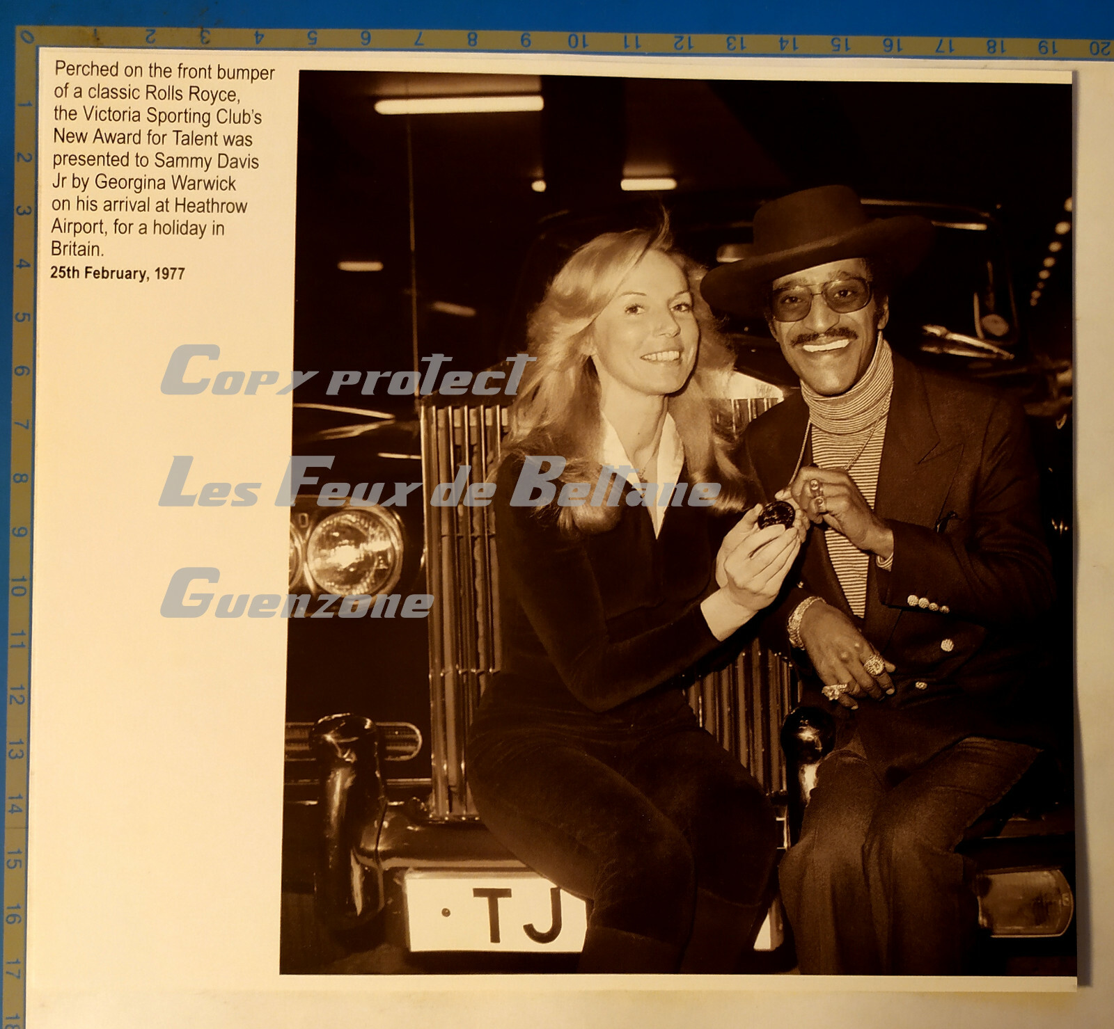 SAMMY DAVIS JR GEORGINA WARWICK ROLLS ROYCE photo document clipping | eBay