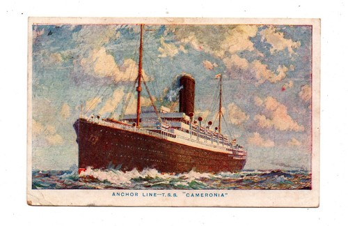 SS CAMERONIA AT SEA ~ ANCHOR SHIP LINE, ARTIST IMAGE ~ used 1927 | eBay