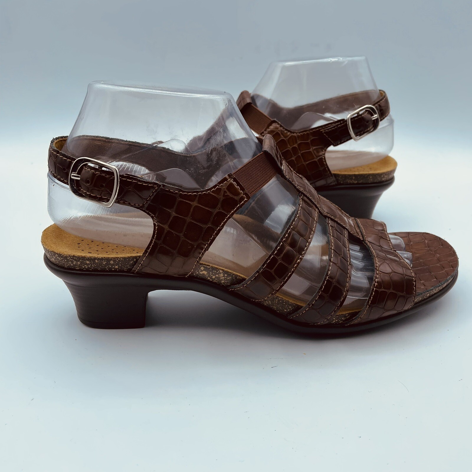 SAS Tripad Brown Croc Print Slingback Sandal Shoe Size 9N Pre Owned | eBay