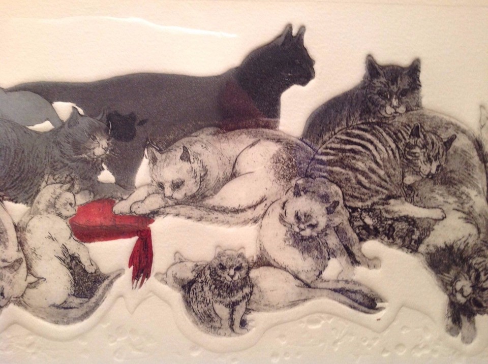 Nancy Nemec "Cats Twenty Two" Intaglio and Relief Print | eBay