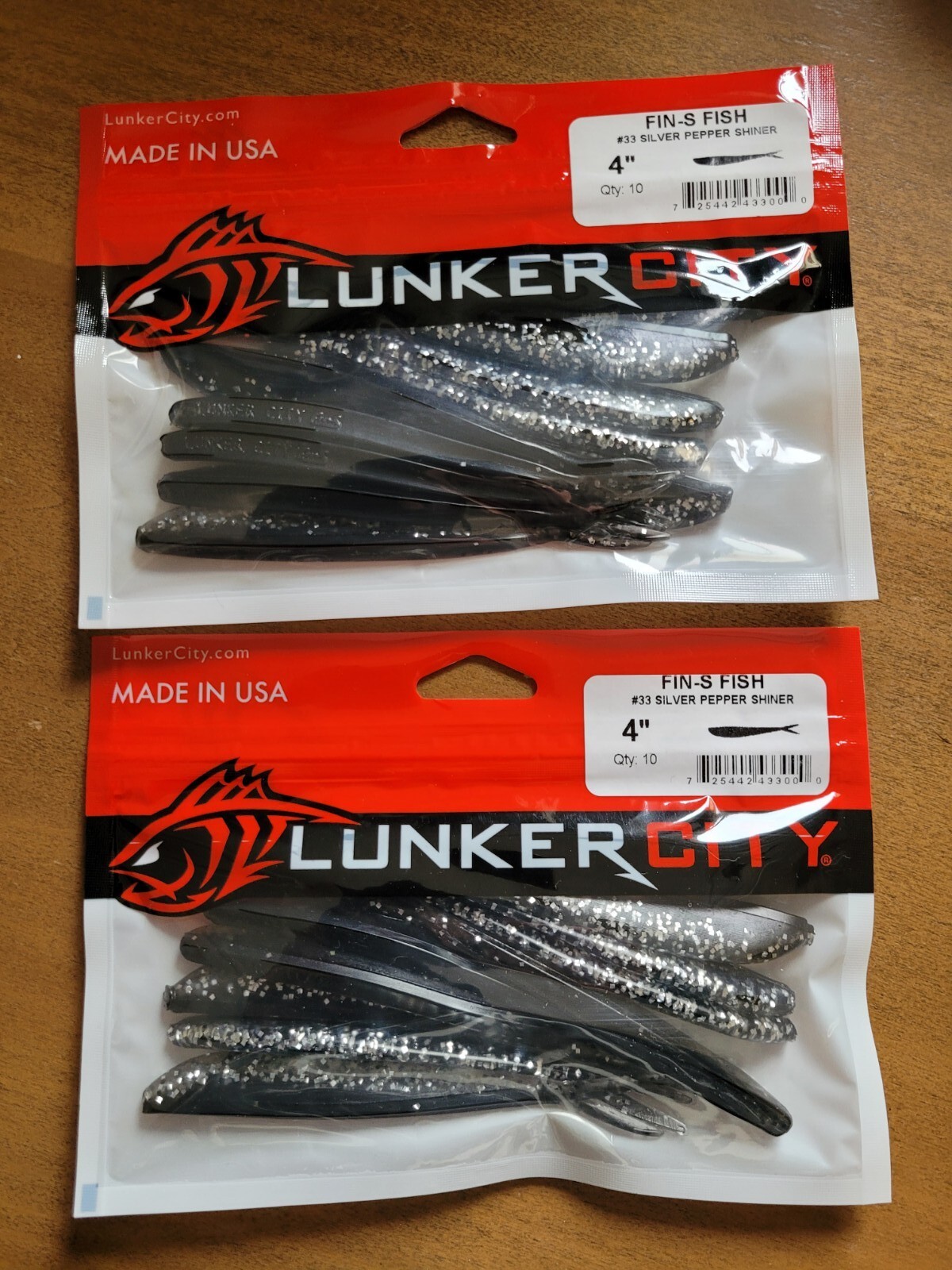 2 BAGS LUNKER CITY FIN-S MINNOW #33 SILVER PEPPER SHINER 4" PLASTIC LURES | eBay