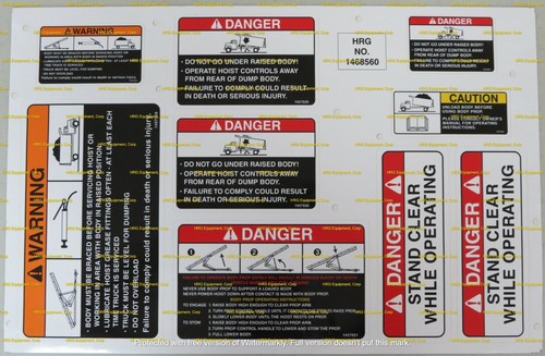 Dump Truck Safety Danger Decal Kit Sticker | HRG | Genuine OEM Warranty ...