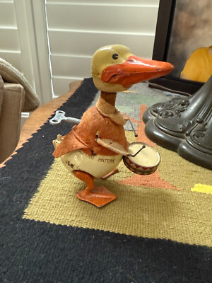 RARE Vintage Schuco Donald Duck Drummer Litho Tin Clockwork Wind Up ...