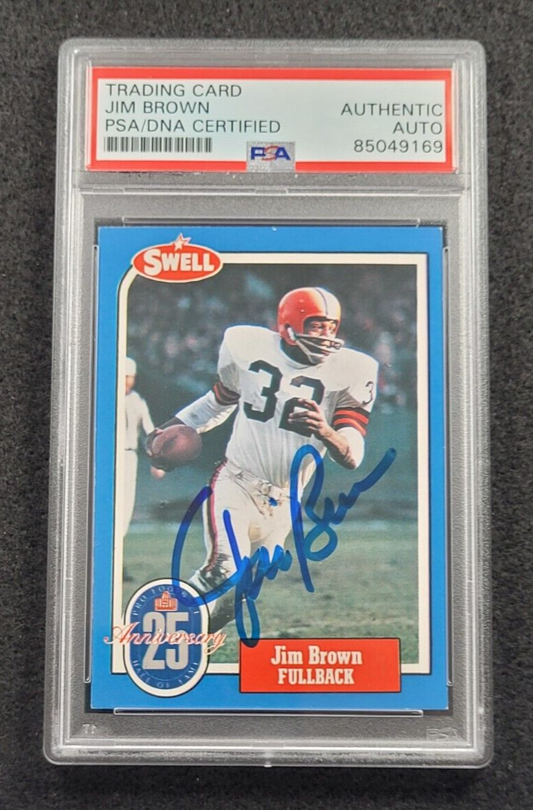 JIM BROWN Signed Swell HALL OF FAME Football Card-CLEVELAND BROWNS-PSA ...