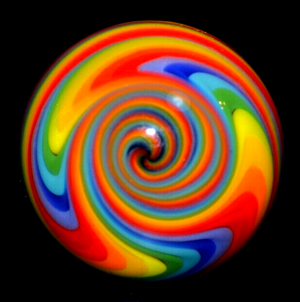 JAY SLACK GLASS MARBLE/1.443"-LOBED RAINBOW ARRAY-LILAC,LAVENDER,MINT ...