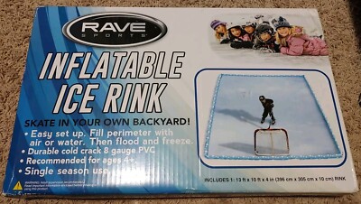 RAVE Inflatable ICE RINK 13' x 10' x 4" Sports Backyard SKATE Hockey ...