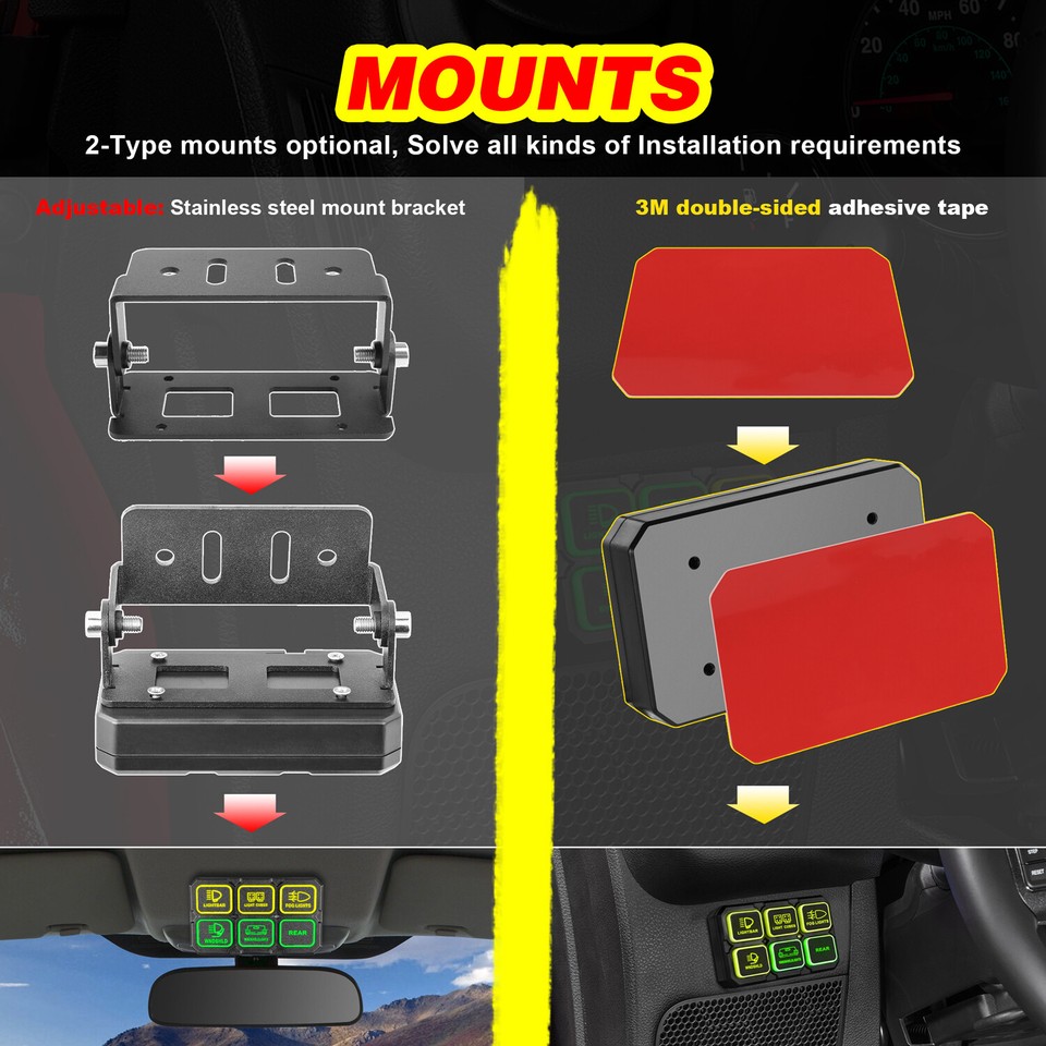 For Can-Am Maverick X3 6 Gang Switch Panel LED Light Bar Relay Comtrol ...