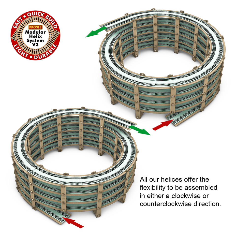 HO Scale Single Track Helix For Model Trains Radius: 22" Height 20", 4. ...
